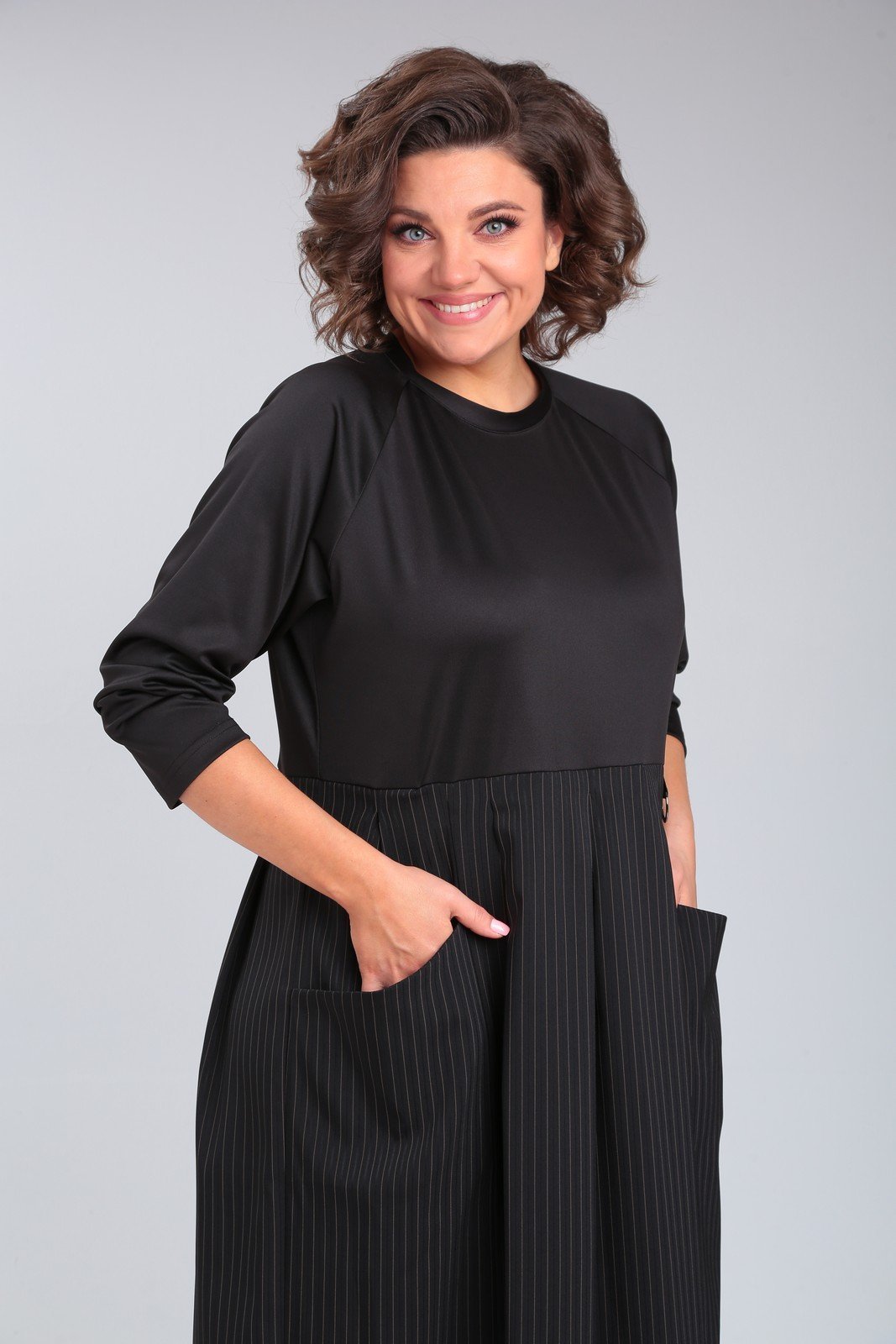 Платье 2137 черный + полоска Michel Chic купить в интернет магазине Велесмода